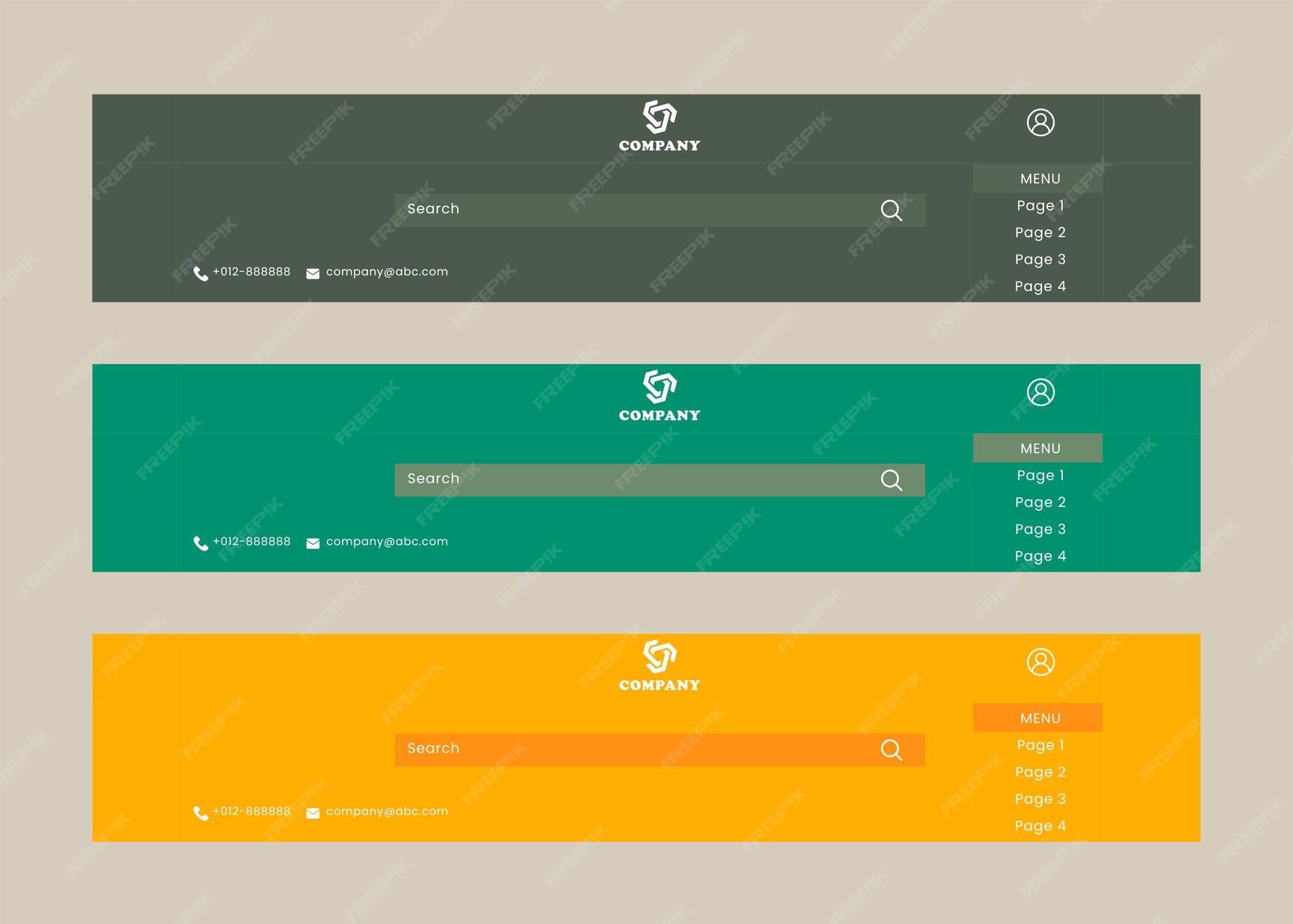 Premium Vector | Website header in different colorful background. header design in a vector ...