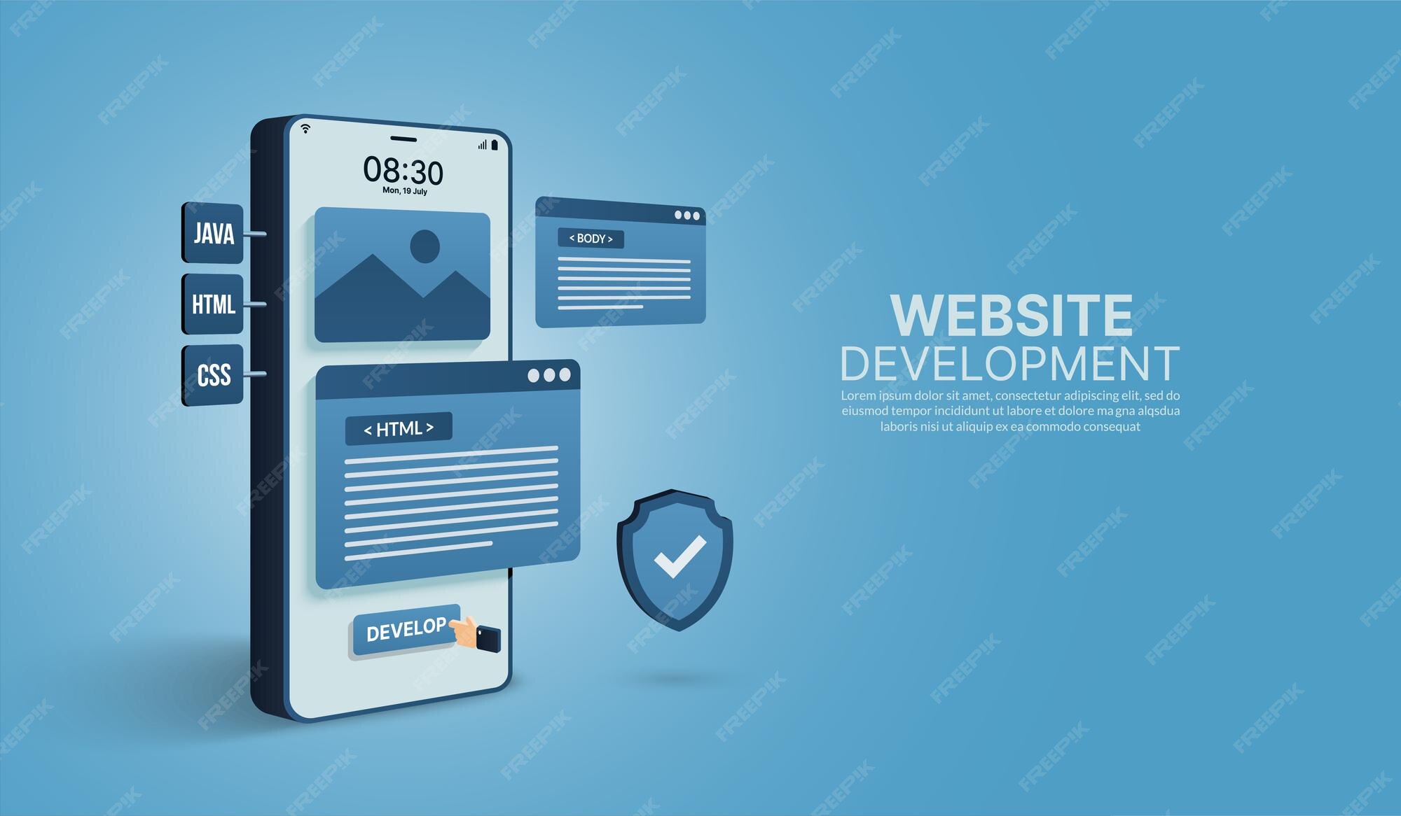 Premium Vector | Website and mobile application development coding and ...