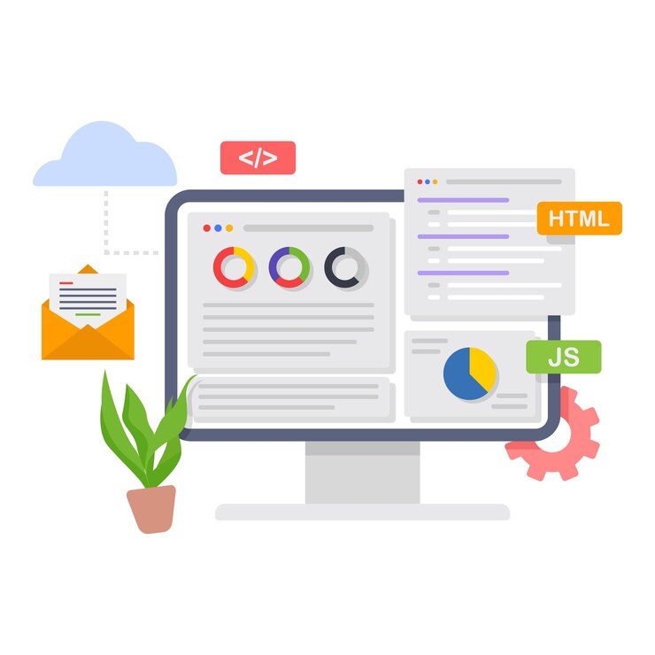 Premium Vector | Website programming and web development coding