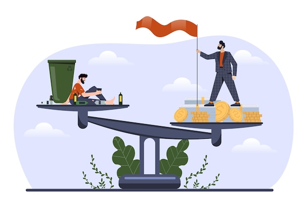 Premium Vector | Weight poor and rich vector concept Premium Vector | Weight poor and rich vector concept