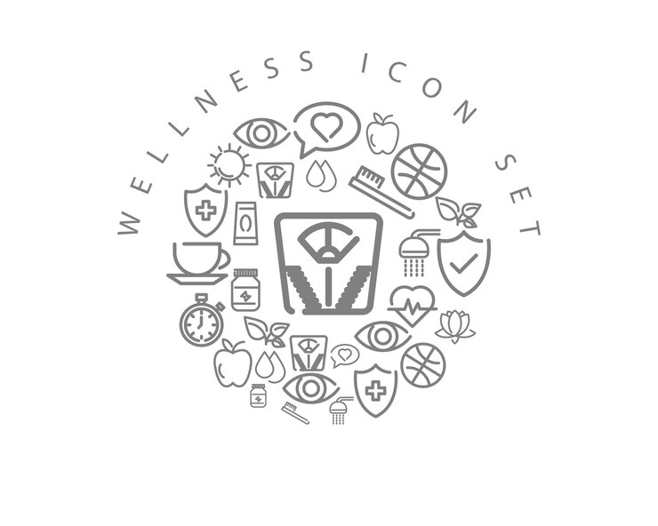 Premium Vector | Wellness flat icon set design Premium Vector | Wellness flat icon set design