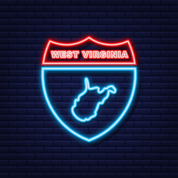 Premium Vector | West virginia state map neon icon. vector illustration. Premium Vector | West virginia state map neon icon. vector illustration.