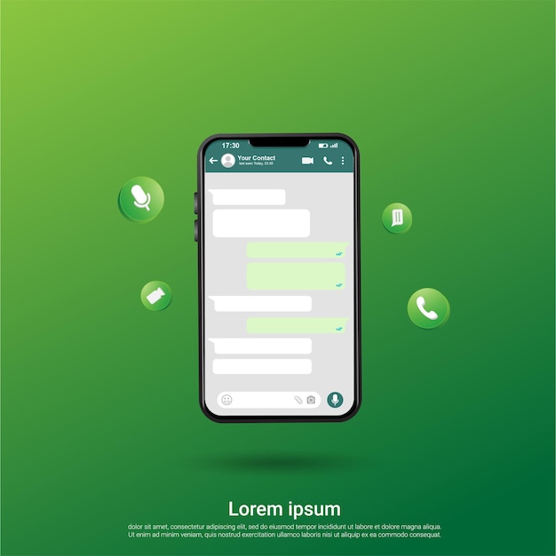 Premium Vector | Whatsapp screen chat template interface on mobile phone Premium Vector | Whatsapp screen chat template interface on mobile phone