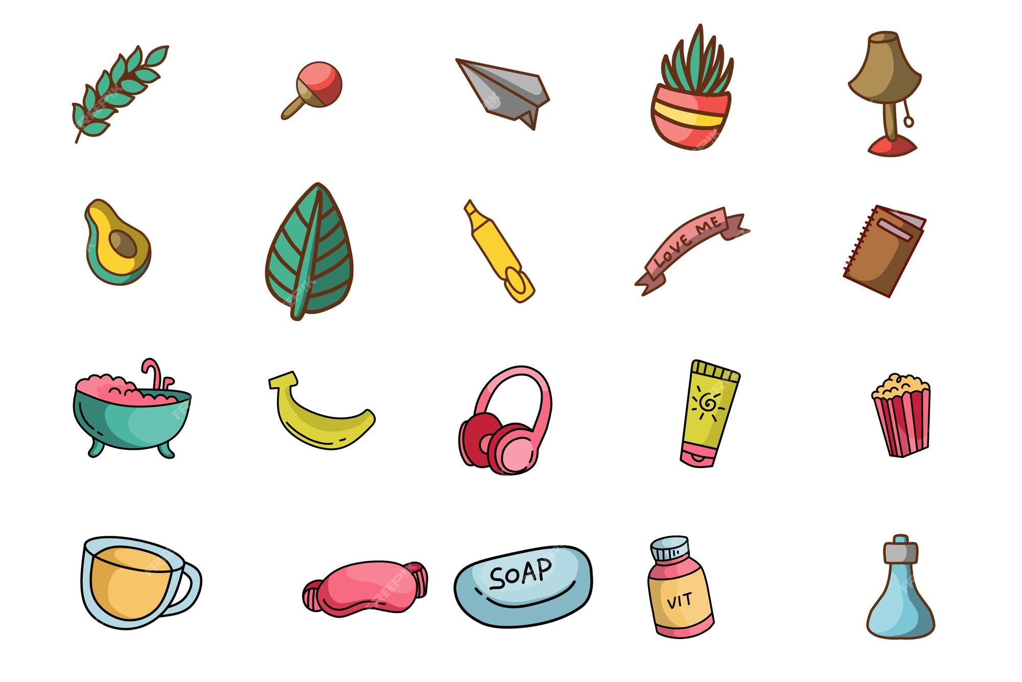 Premium Vector | Whimsical Vector Hand Draw Doodle Icon Set Premium Vector | Whimsical Vector Hand Draw Doodle Icon Set