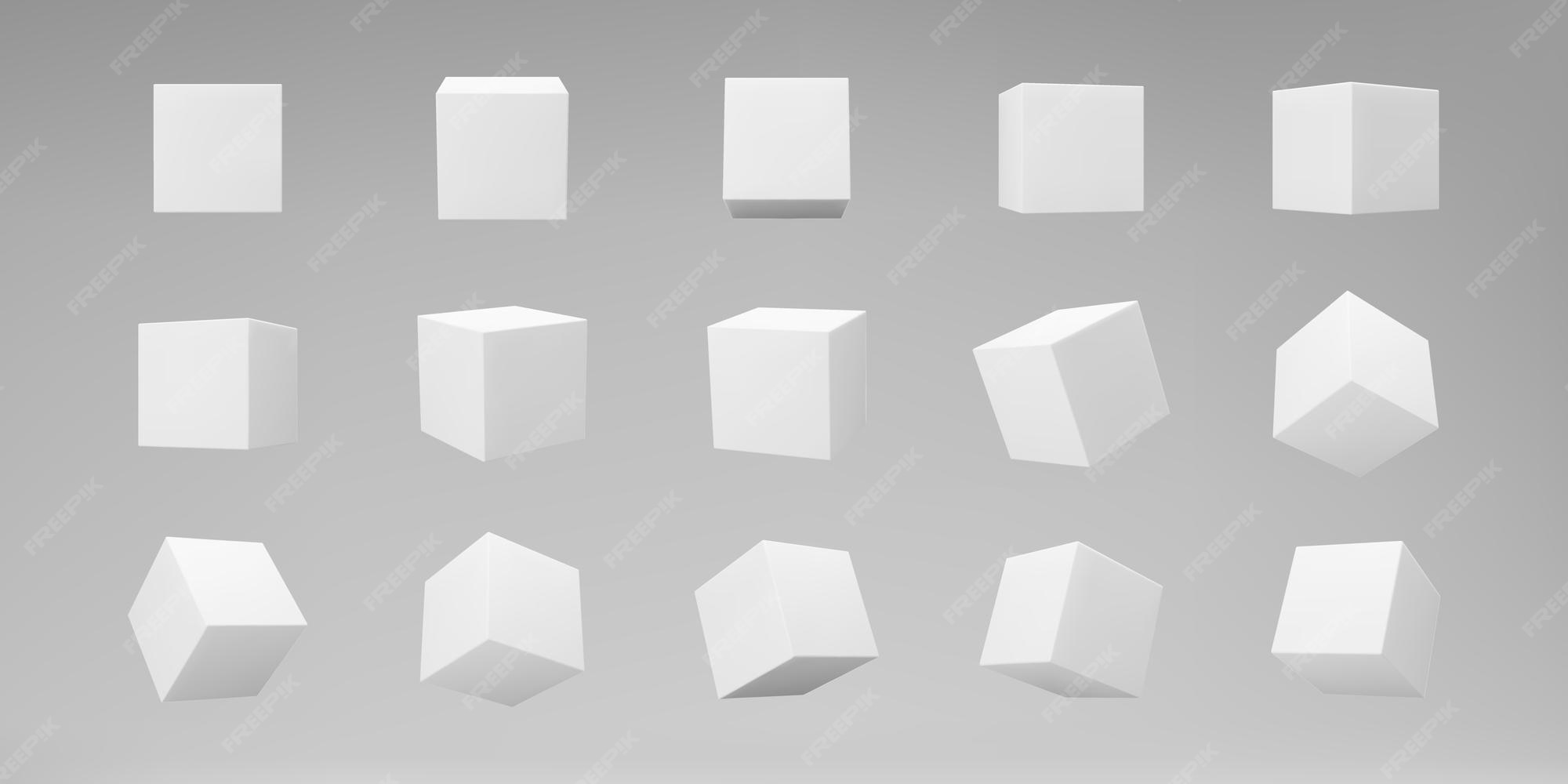 Premium Vector White 3d Modeling Cubes Set With Perspective Isolated On Grey Background