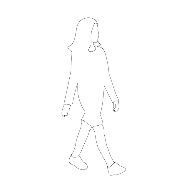 Premium Vector White Background Isolated Sketch Girl Goes