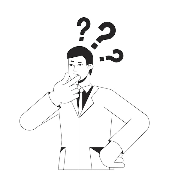 Premium Vector White Collar Worker Brainstorming Bw Concept Vector