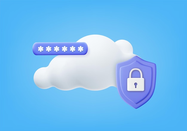 Premium Vector | White fluffy cloud and locked padlock Premium Vector | White fluffy cloud and locked padlock