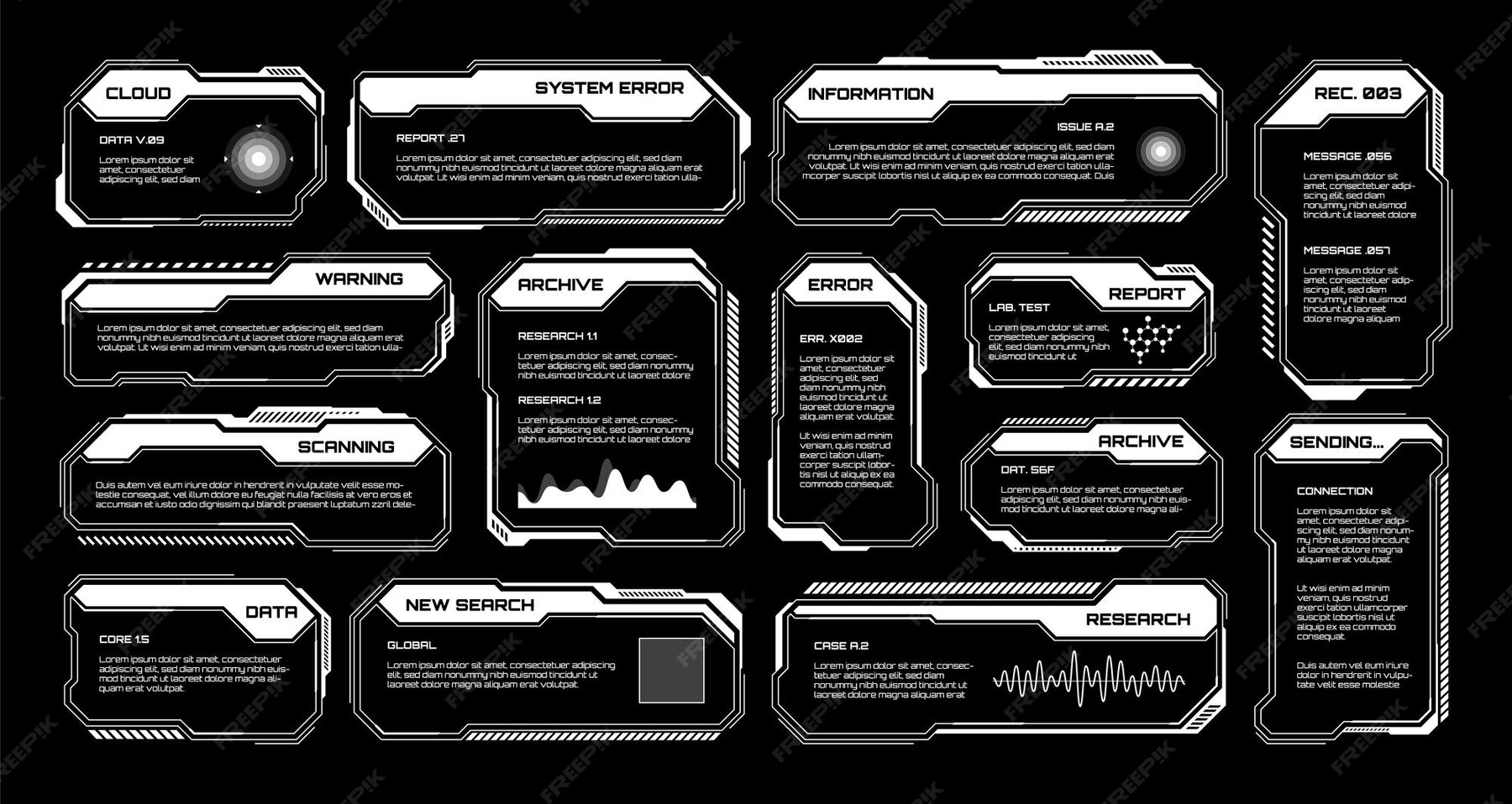 Premium Vector | White futuristic hud ui elements scifi user interface text boxes callouts ...