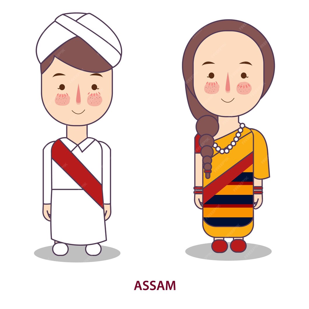 Premium Vector White And Yellow Color Assamese Traditional Sari Dress Native Tribe Form India