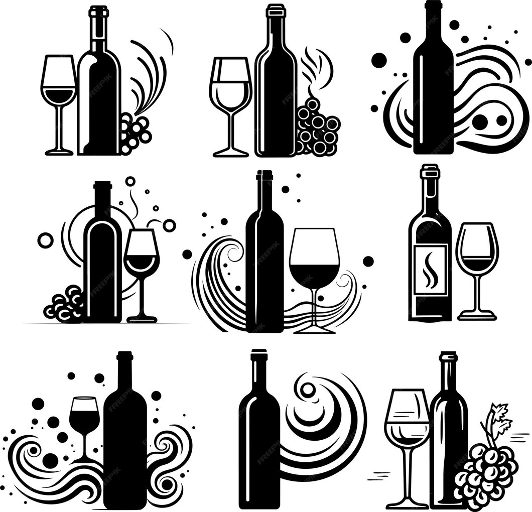 Premium Vector Wine Bottle Glass Silhouette Vector Illustration