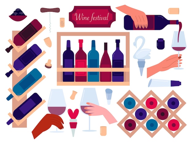 Premium Vector | Wine festival flat style set vector wine tasting and ... Premium Vector | Wine festival flat style set vector wine tasting and ...