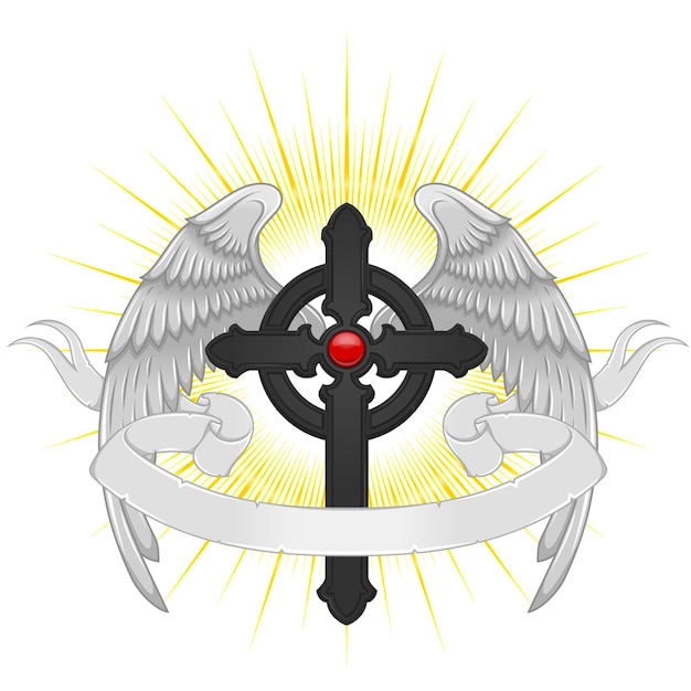 Premium Vector | Winged christian cross vector design Premium Vector | Winged christian cross vector design
