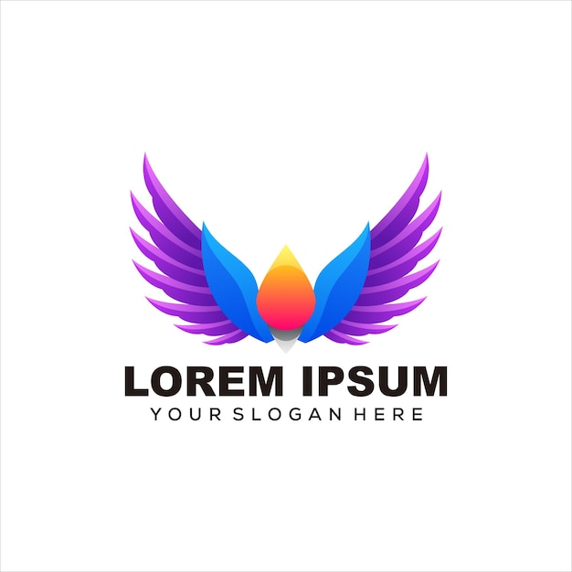 Premium Vector | Wings colorful logo illustration vector Premium Vector | Wings colorful logo illustration vector