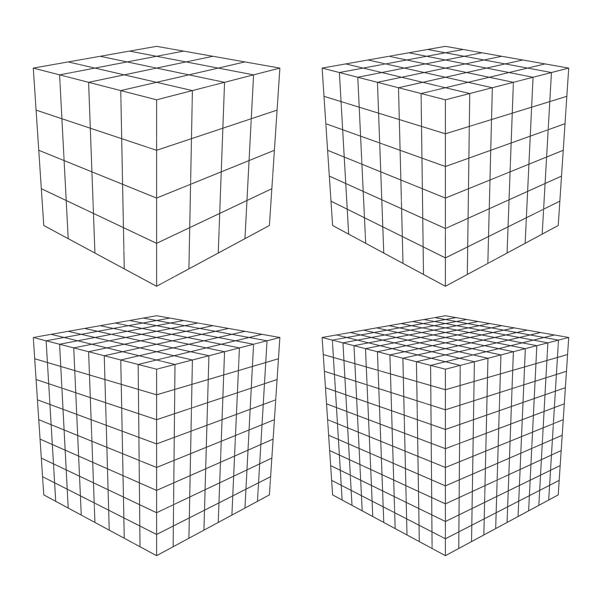Premium Vector | Wireframe mesh cube in differenr resolution connection structure digital data ...