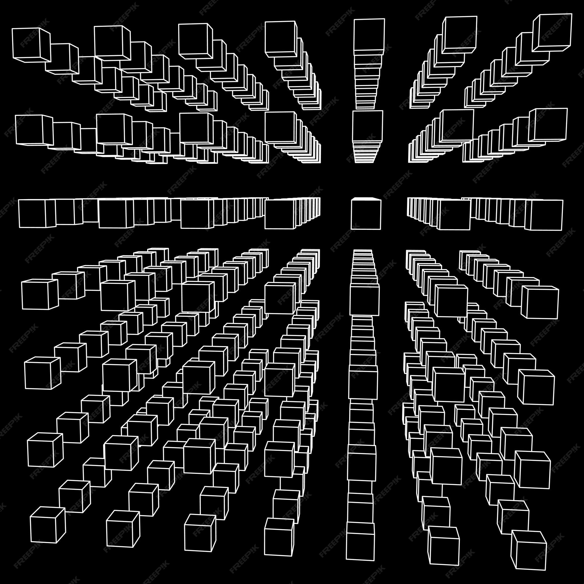Premium Vector Wireframe Mesh Cube Make With Many Small Cubes Connection Structure Digital