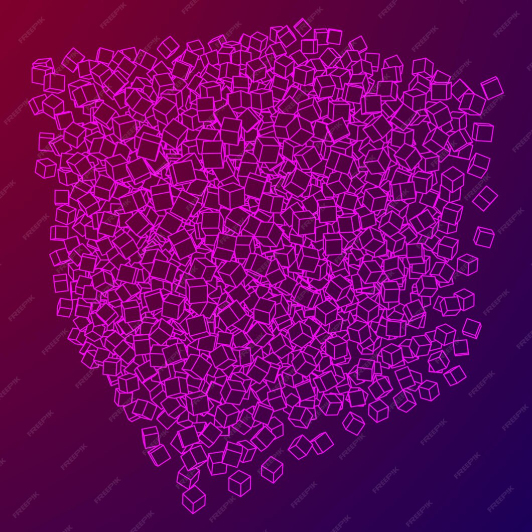 Premium Vector | Wireframe mesh cube make with many small cubes ...