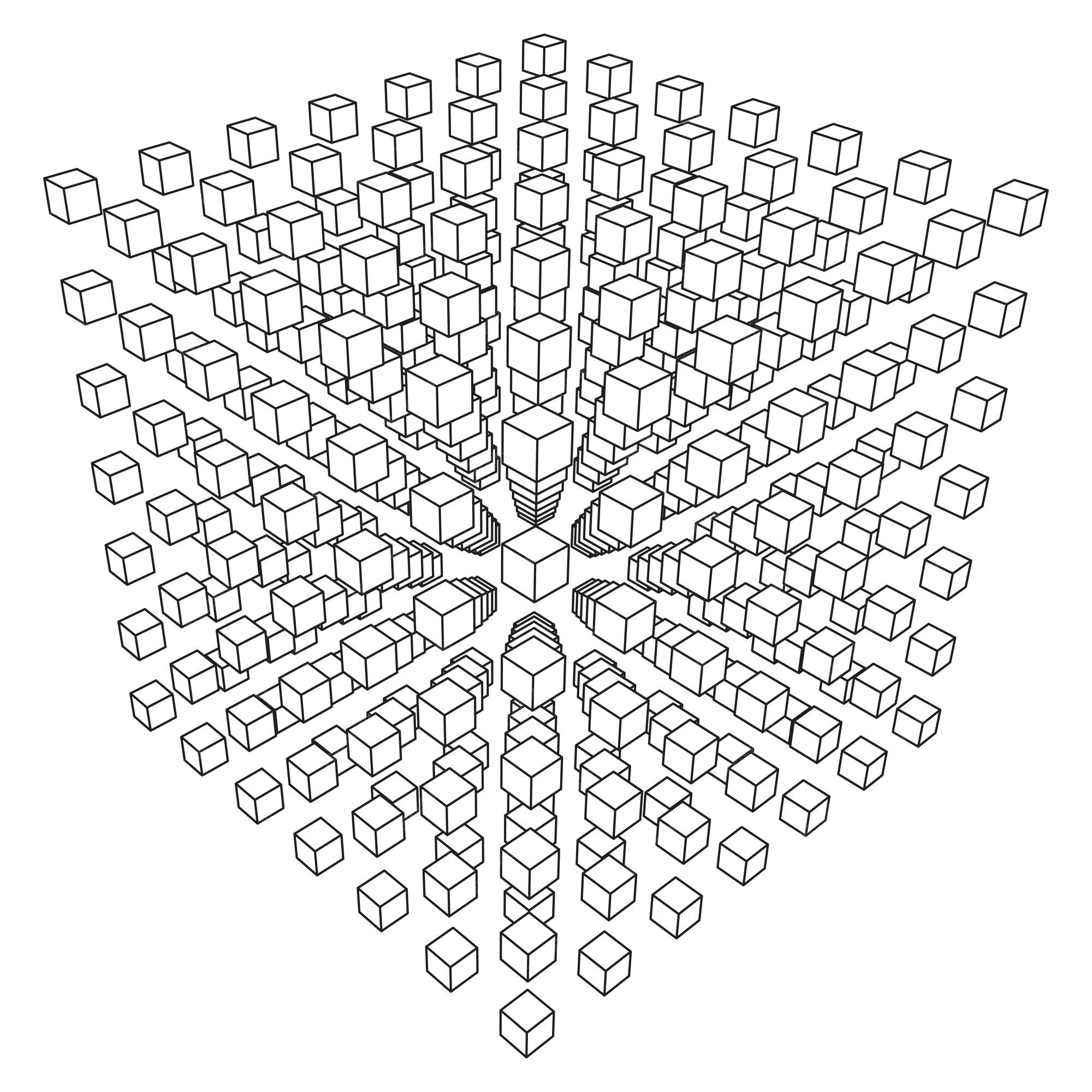 Premium Vector | Wireframe mesh cube make with many small cubes ...