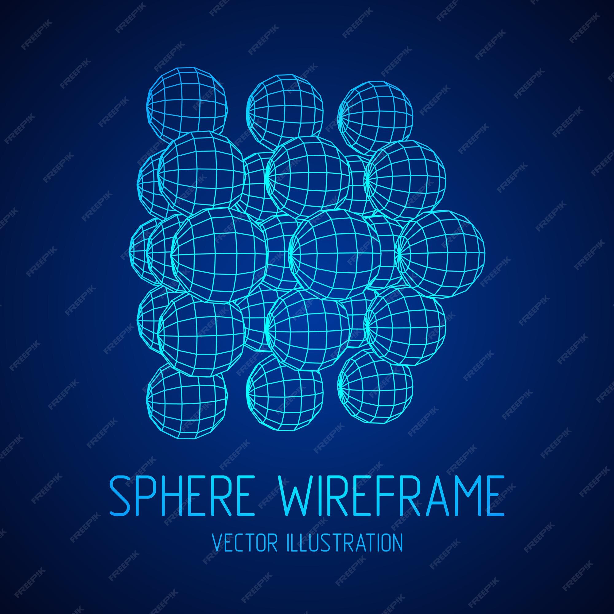 Premium Vector | Wireframe mesh cube make with many small spheres ...