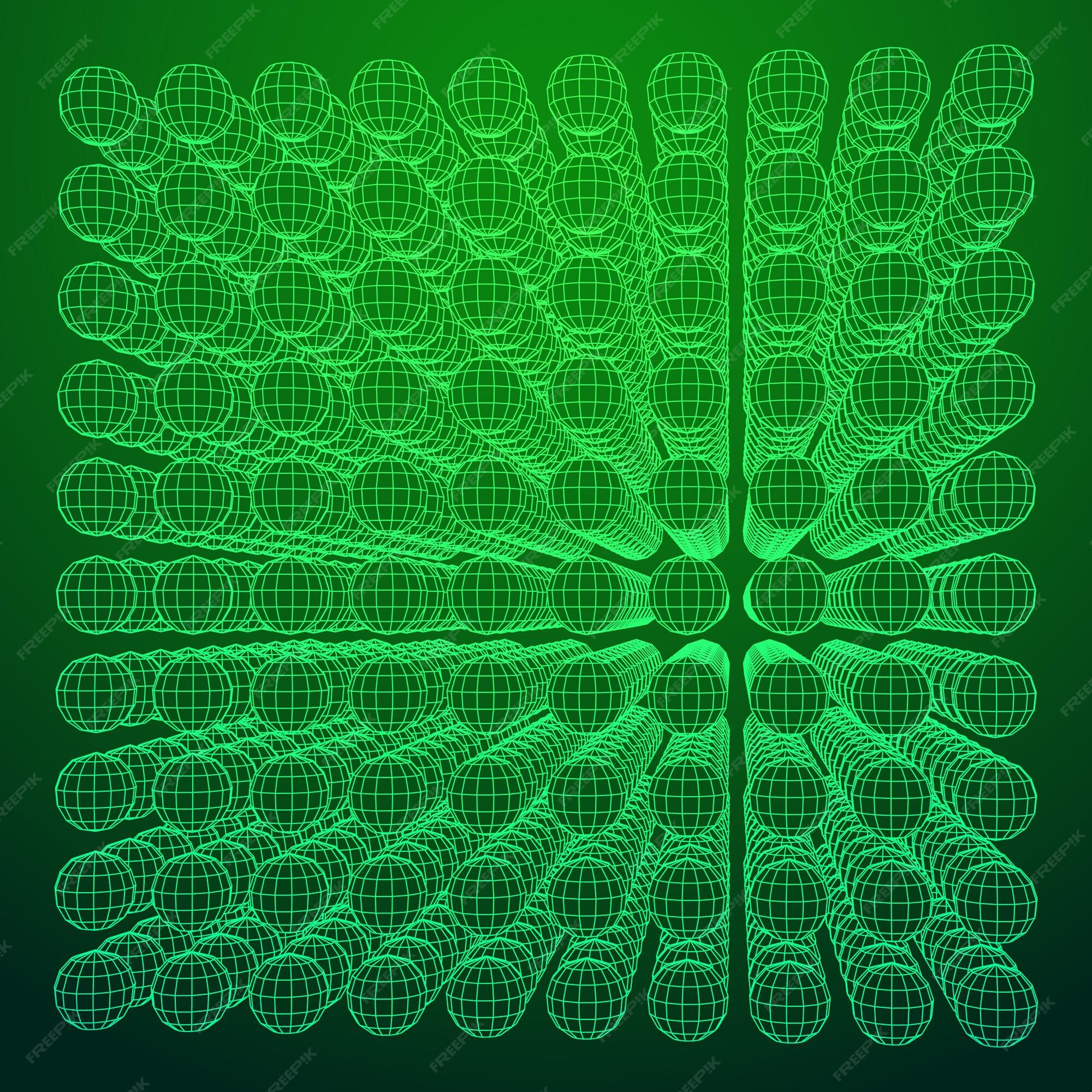 Premium Vector | Wireframe mesh cube make with many small spheres ...
