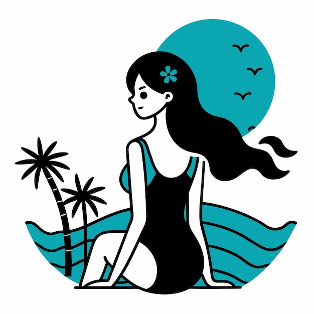 Premium Vector Woman In Bikini Summer Girl On Vacation Beach Swimsuit