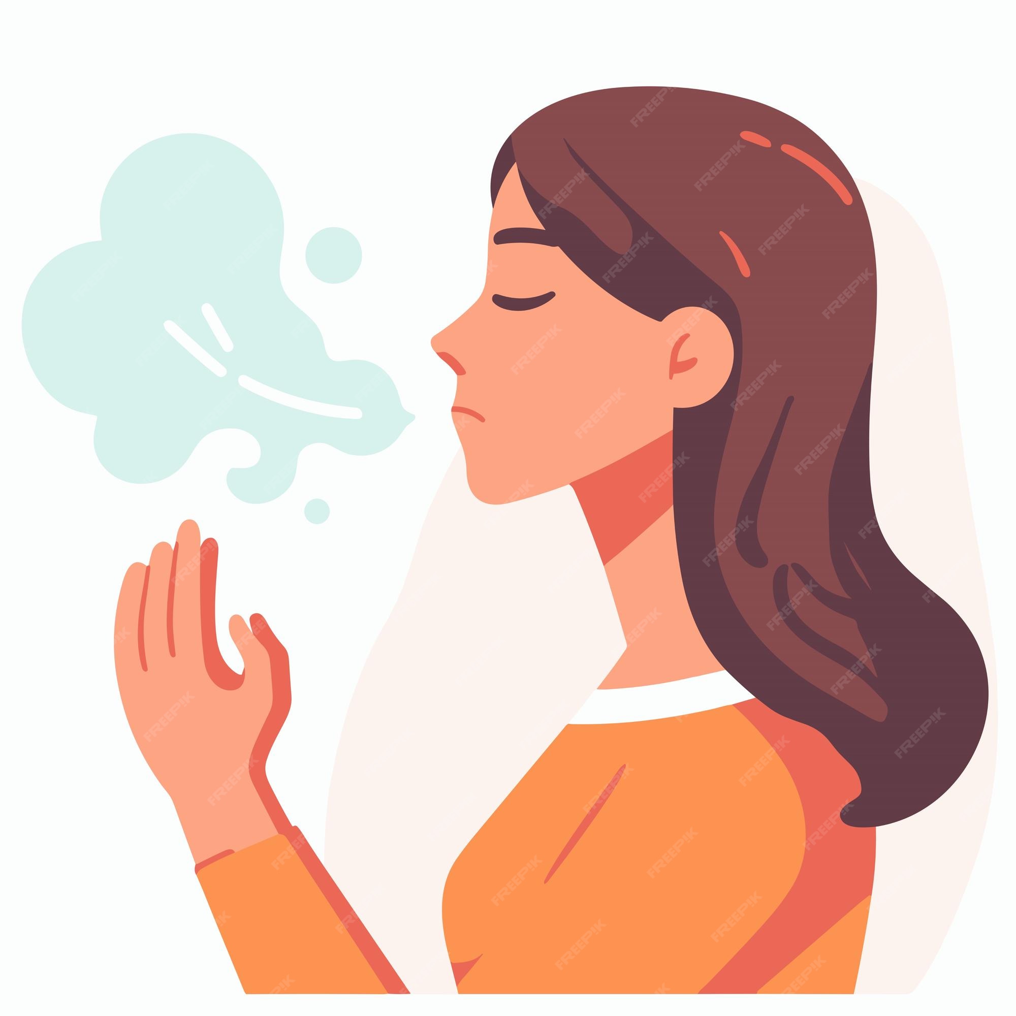 Premium Vector Woman Doing Inhale Breath Exercise For Calm Stress