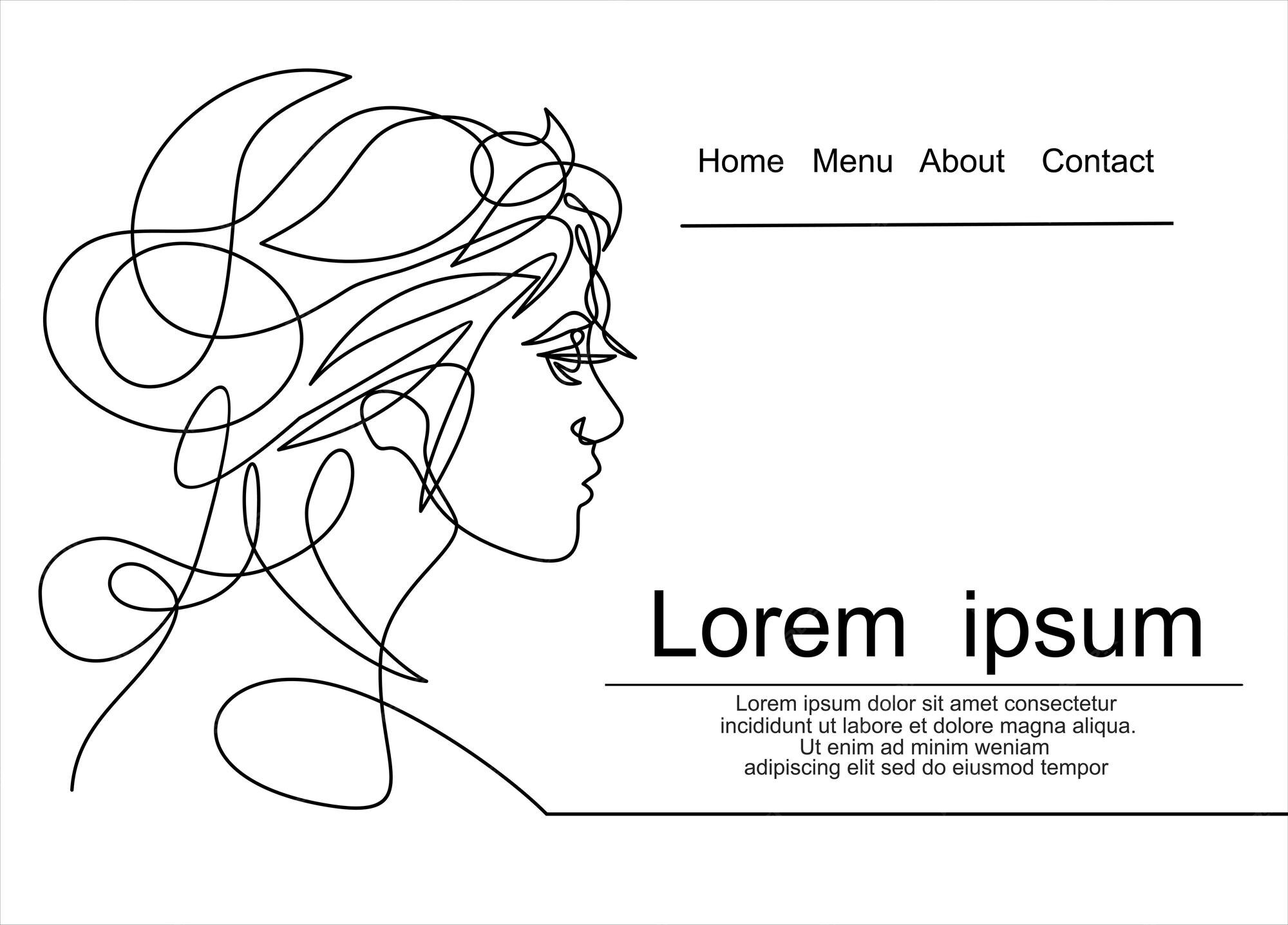 Premium Vector Woman Face Continuous Line Drawing Abstract Minimal