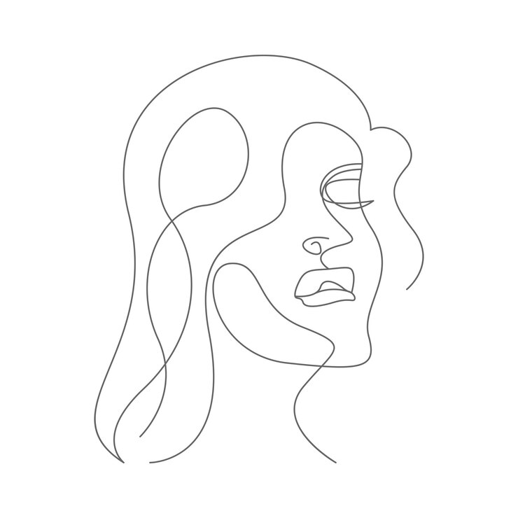Premium Vector Woman Face Line Art Icon Design