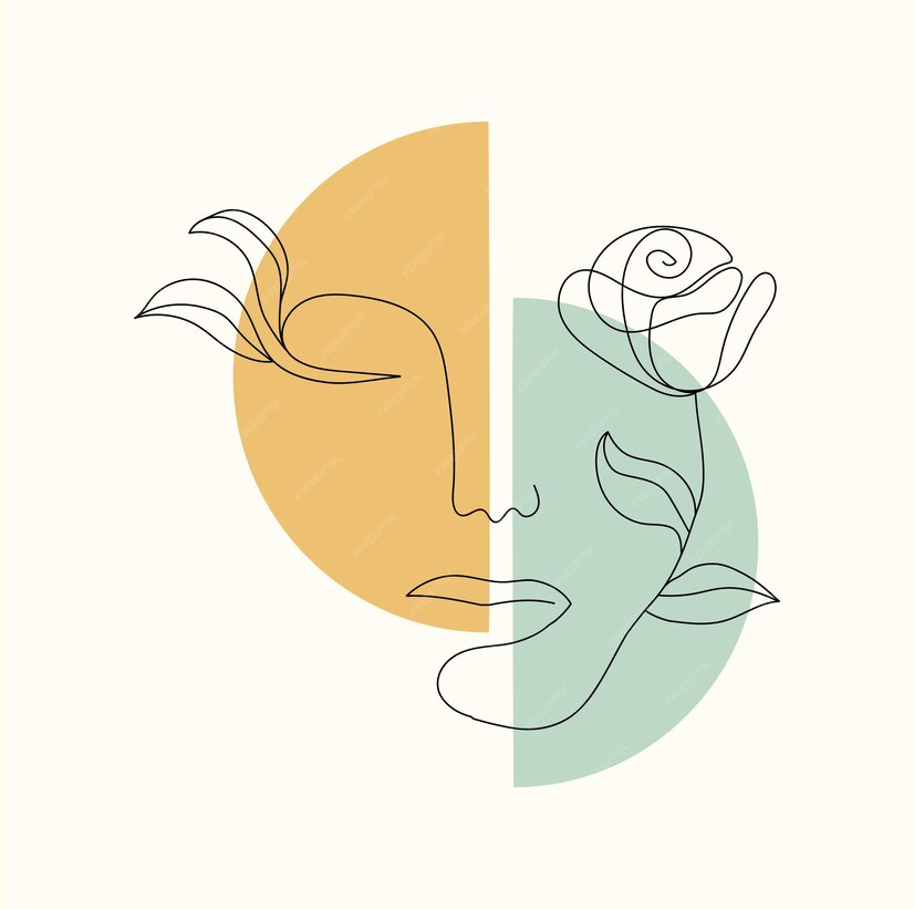 Premium Vector Woman Face One Line Style Face With Flower Hand