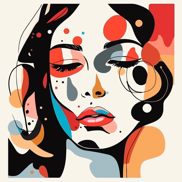Premium Vector Woman Face Portrait Abstraction Wall Art Vector