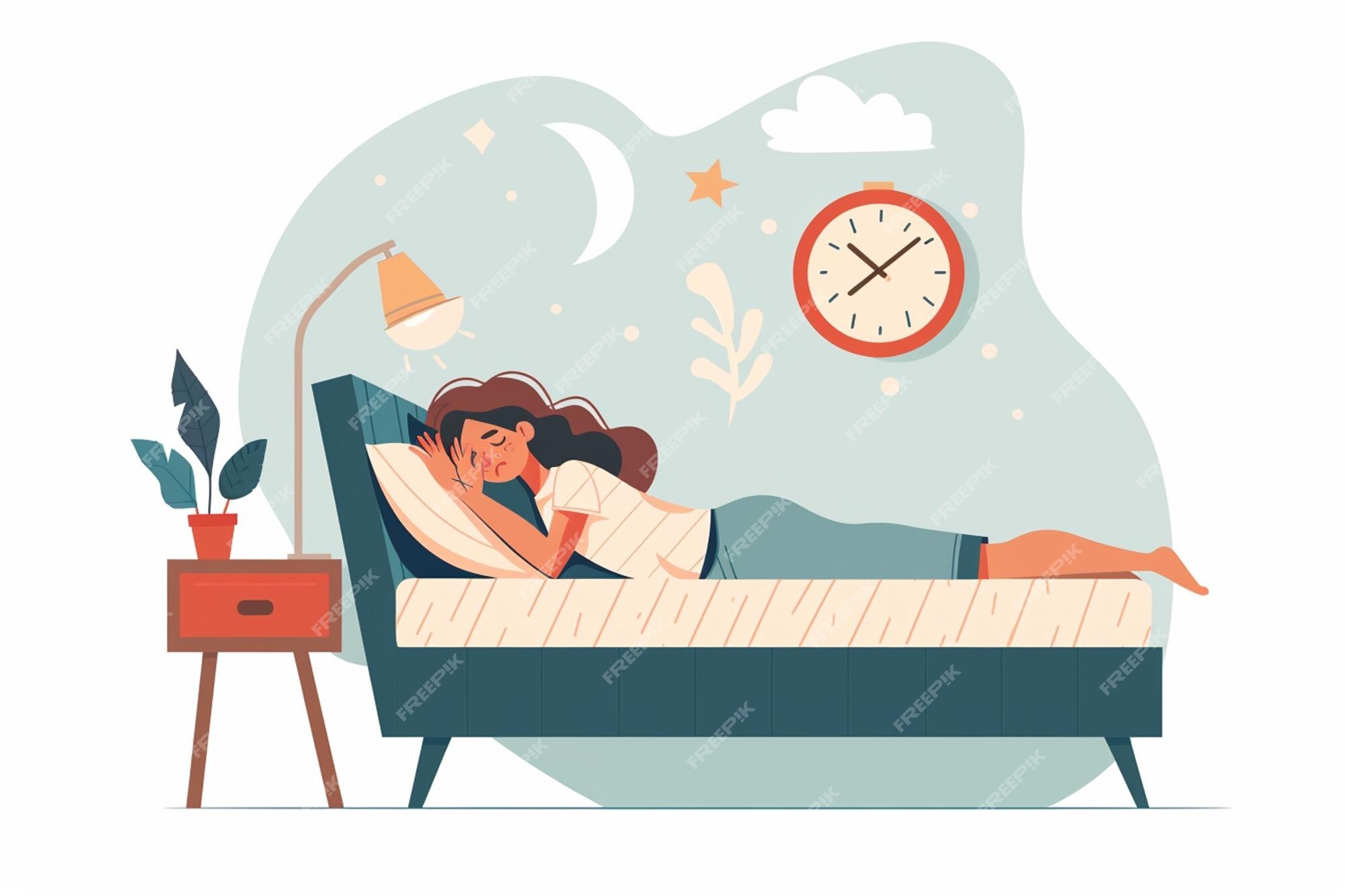 Woman Lying In Bed Struggling Sleep | Premium AI-generated vector Woman Lying In Bed Struggling Sleep | Premium AI-generated vector