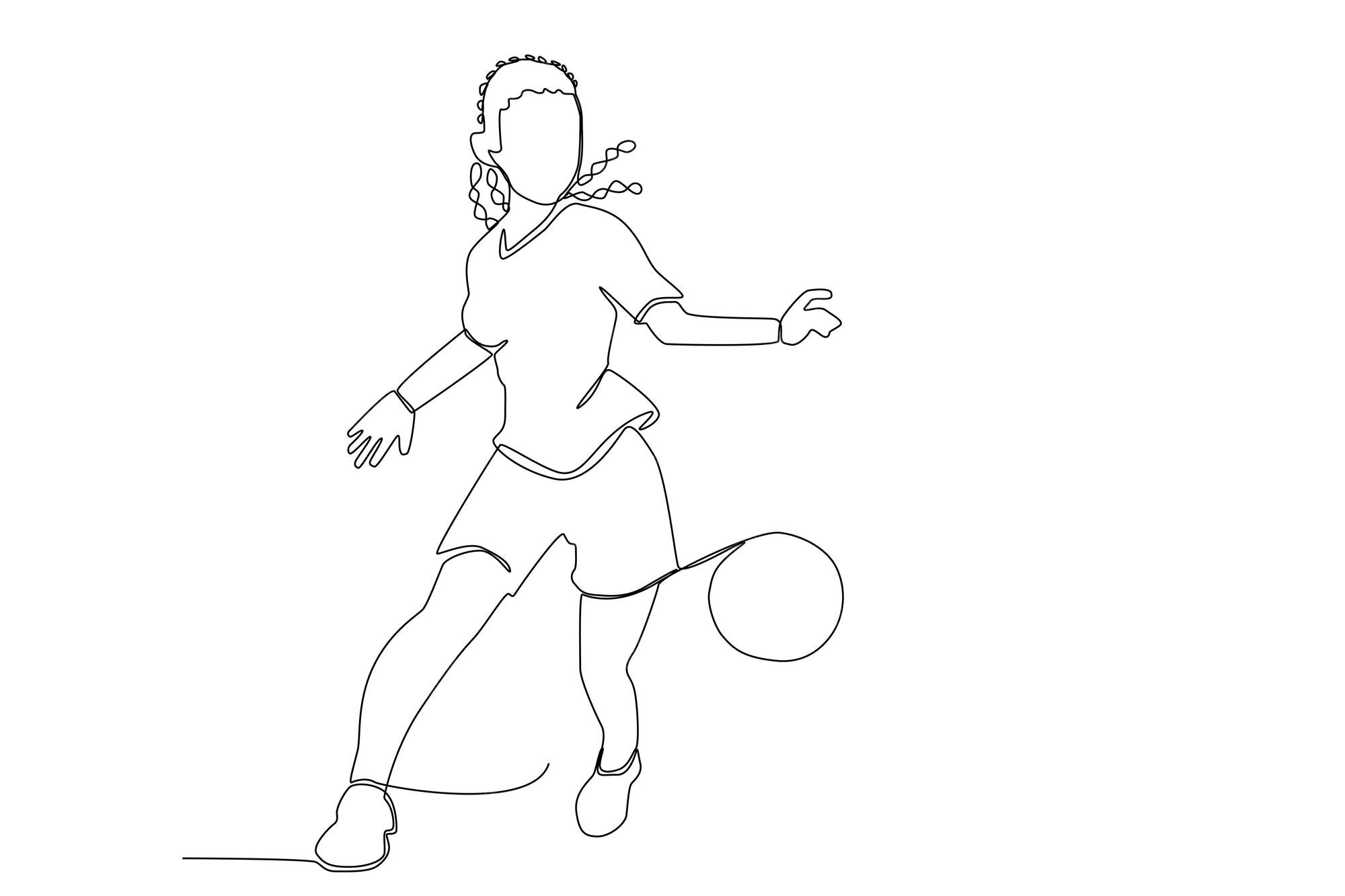 Premium Vector A Woman Passing A Ball On A Football Or Soccer Game Line Art