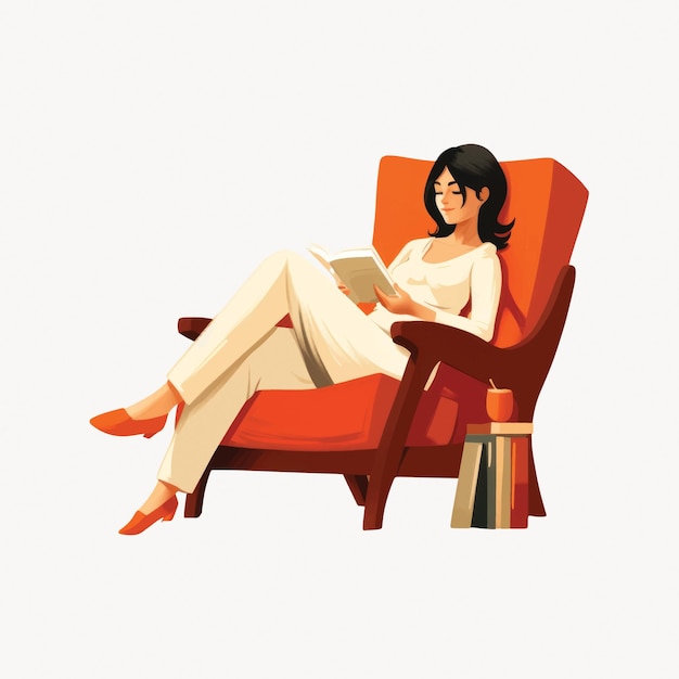 Woman Reading In Cozy Chair Premium Ai Generated Vector