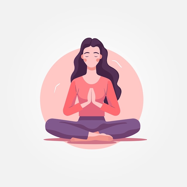Premium Vector | Woman sitting meditating vector illustration Premium Vector | Woman sitting meditating vector illustration