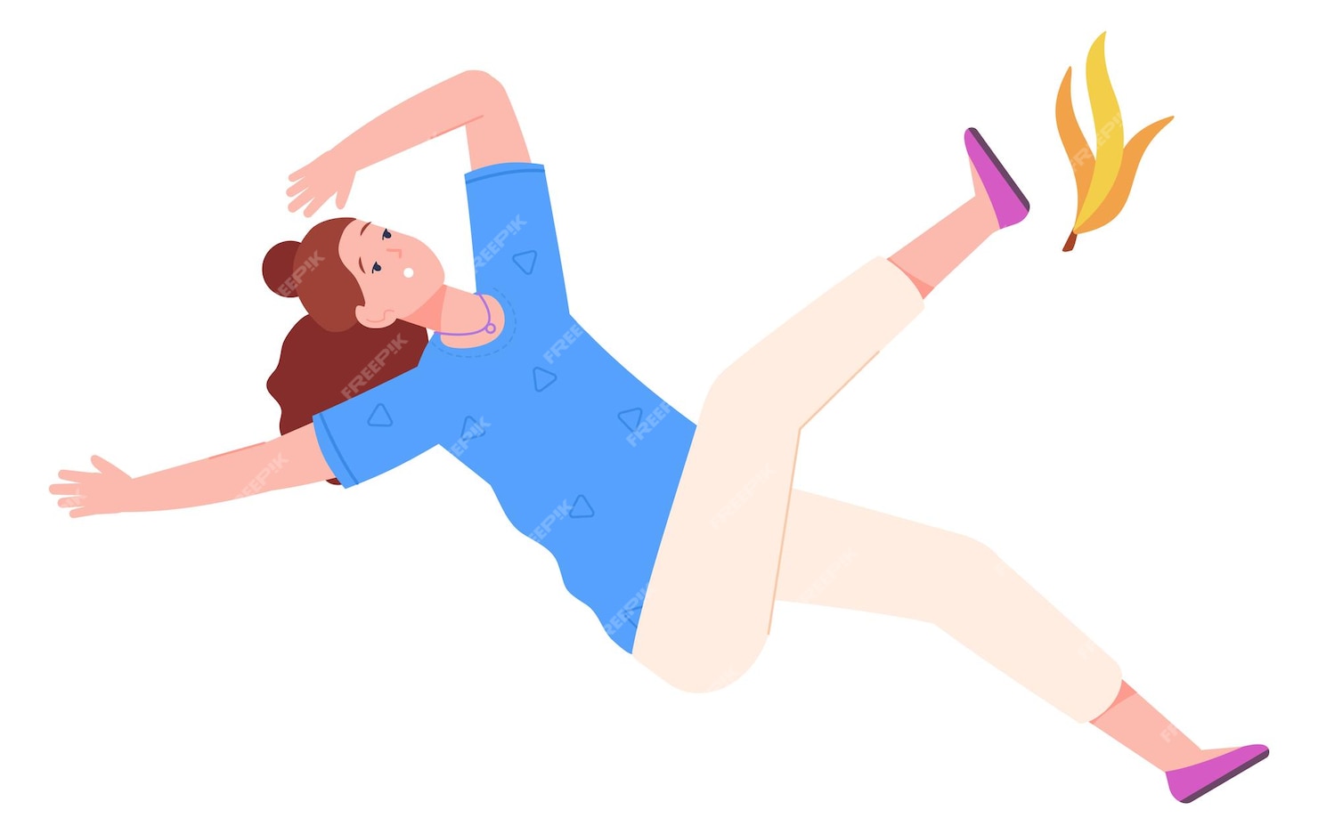 Premium Vector Woman Slipping On Banana Peel Falling Down Person