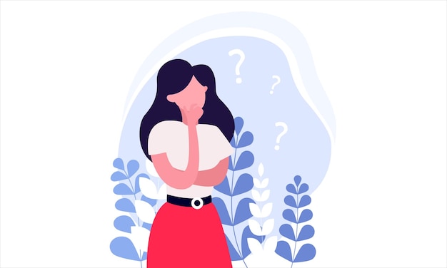 Premium Vector | Woman thinking flat vector illustration Premium Vector | Woman thinking flat vector illustration