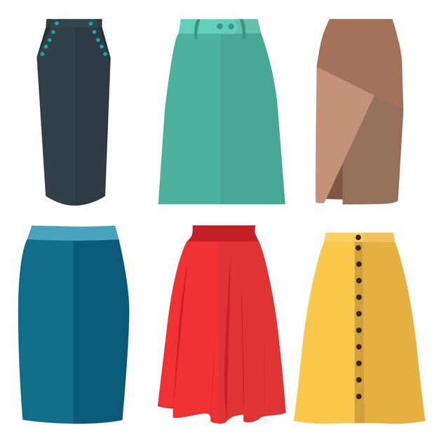 Premium Vector Skirts Draw Vector Set Of Different Types Of Skirts