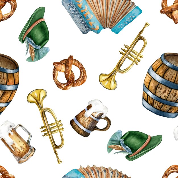 Premium Vector Wooden Barrel Pint Of Beer German Hat Accordion