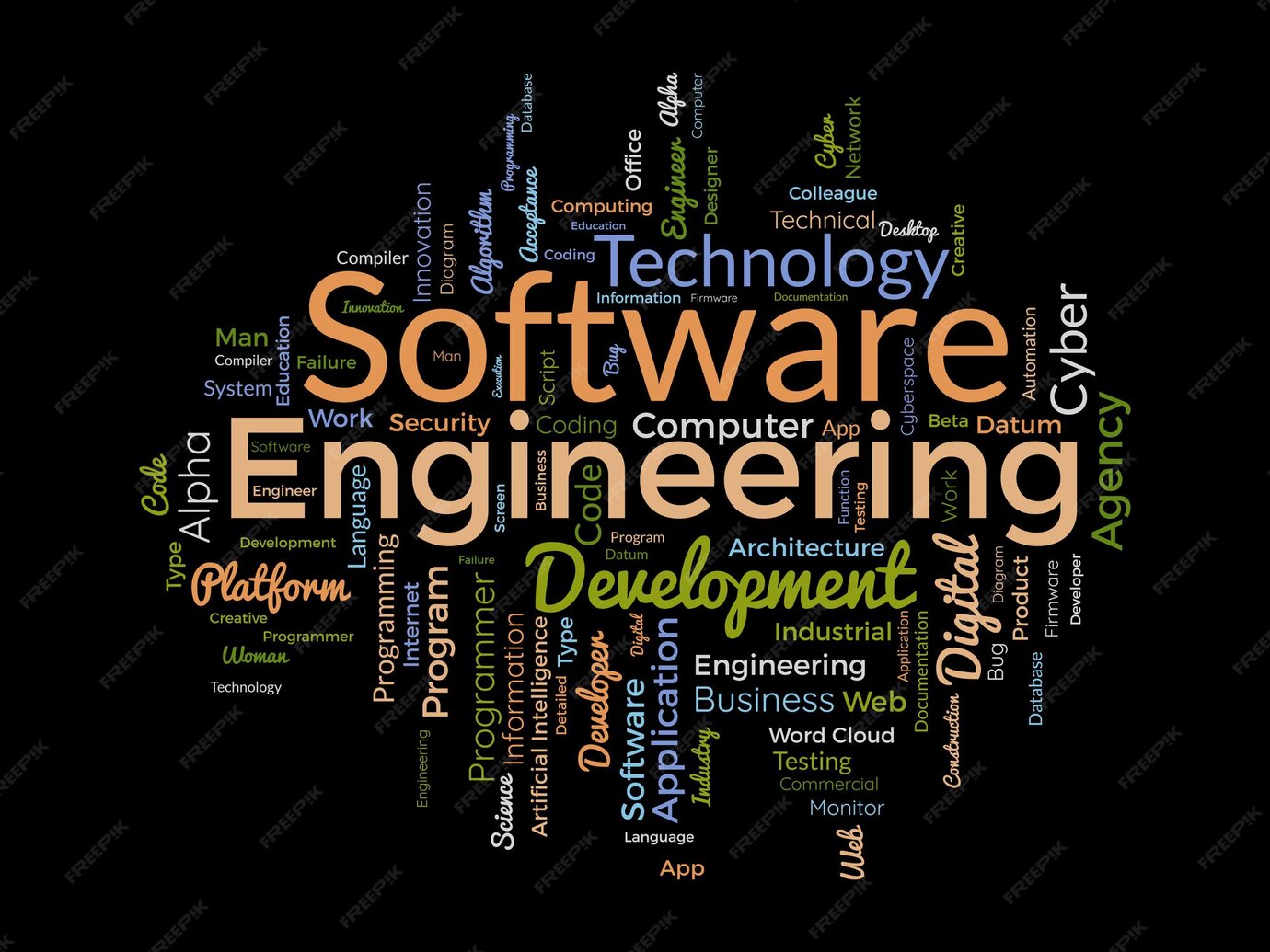 Premium Vector | Word cloud background concept for Software engineering computer programming ...