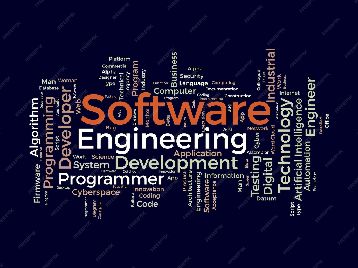 Premium Vector | Word cloud background concept for Software engineering computer programming ...