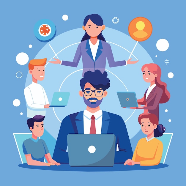 Premium Vector | Work delegation manager distribute work assignment to ... Premium Vector | Work delegation manager distribute work assignment to ...