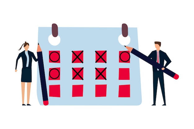 Premium Vector | Work schedule calendar smart businessman and woman ... Premium Vector | Work schedule calendar smart businessman and woman ...