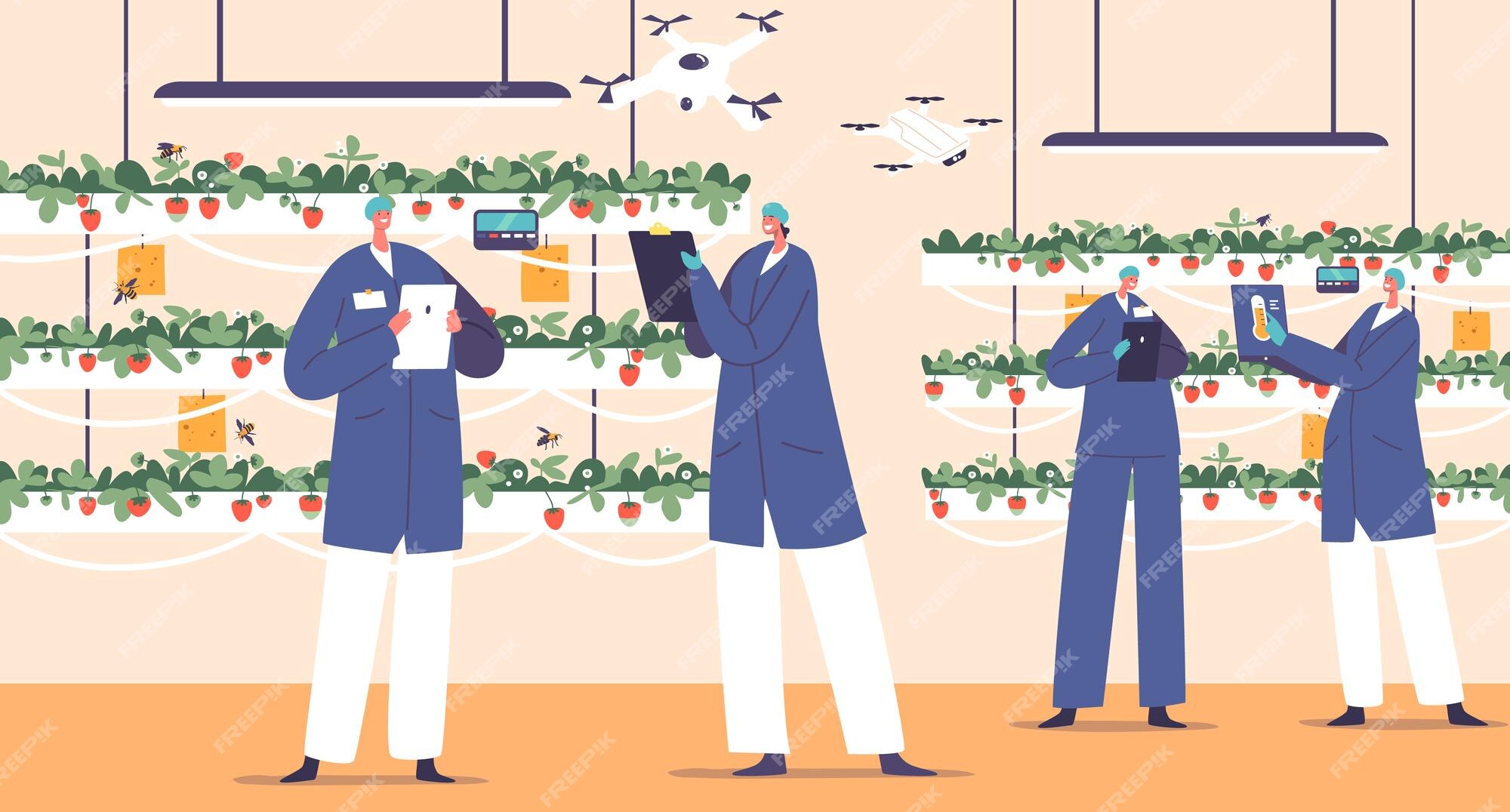 Premium Vector | Worker characters use automation technology for ... Premium Vector | Worker characters use automation technology for ...