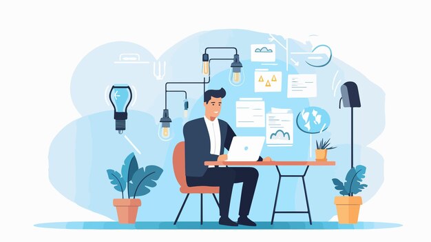 Workflow Process Concept Man Building Schemes | Premium AI-generated vector Workflow Process Concept Man Building Schemes | Premium AI-generated vector