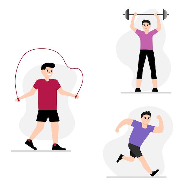 Premium Vector | Workout illustration with different exercise Premium Vector | Workout illustration with different exercise