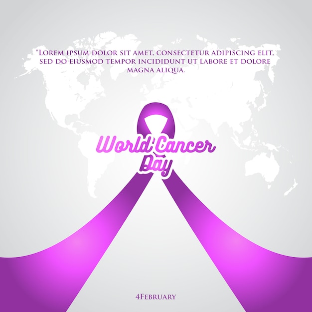 Premium Vector World Cancer Day Purple Ribbon Poster