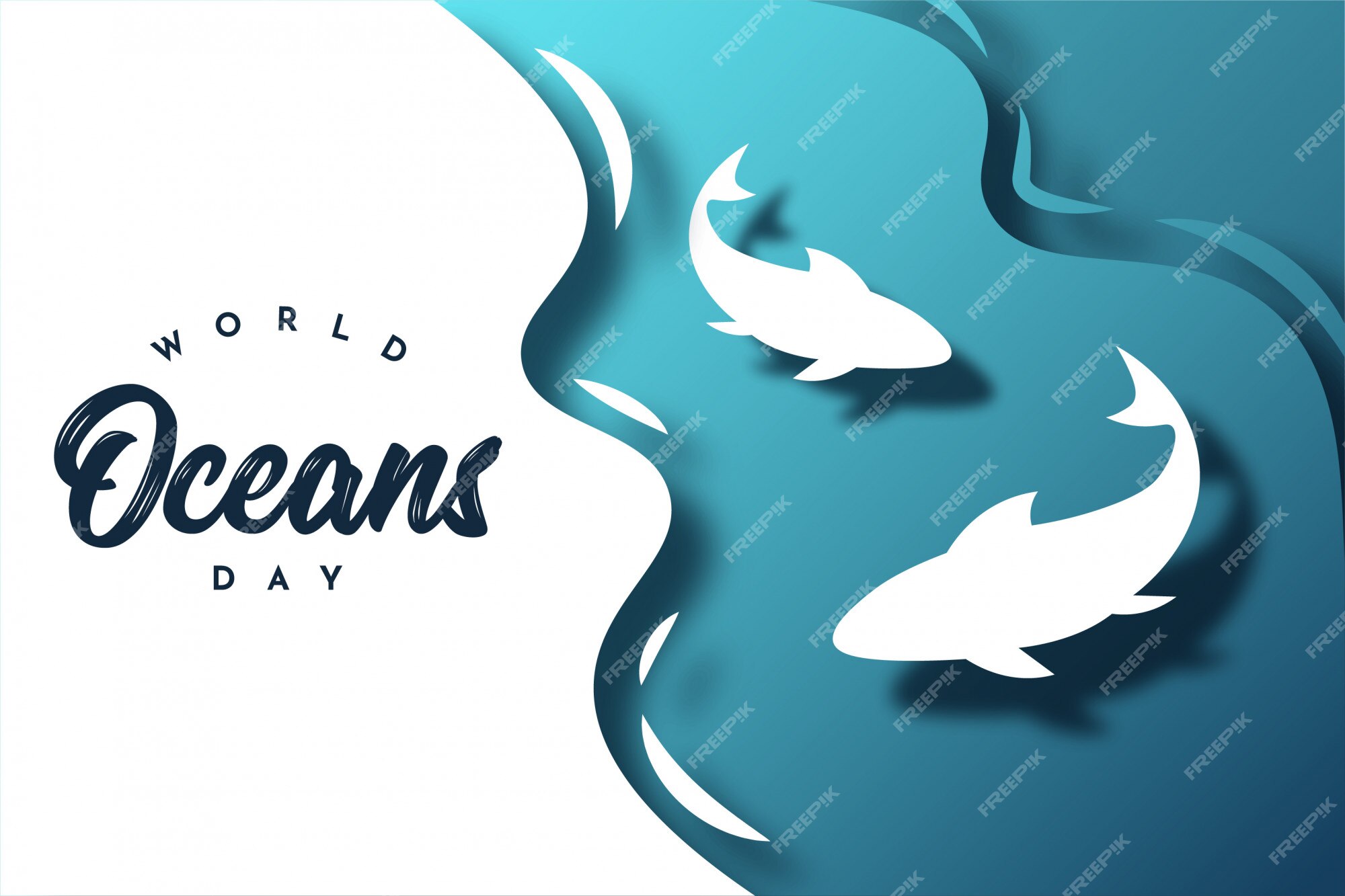Premium Vector World Oceans Day Background Design Illustration