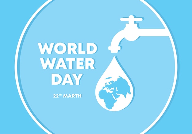 Premium Vector World Water Day Poster Banner Background With Faucet