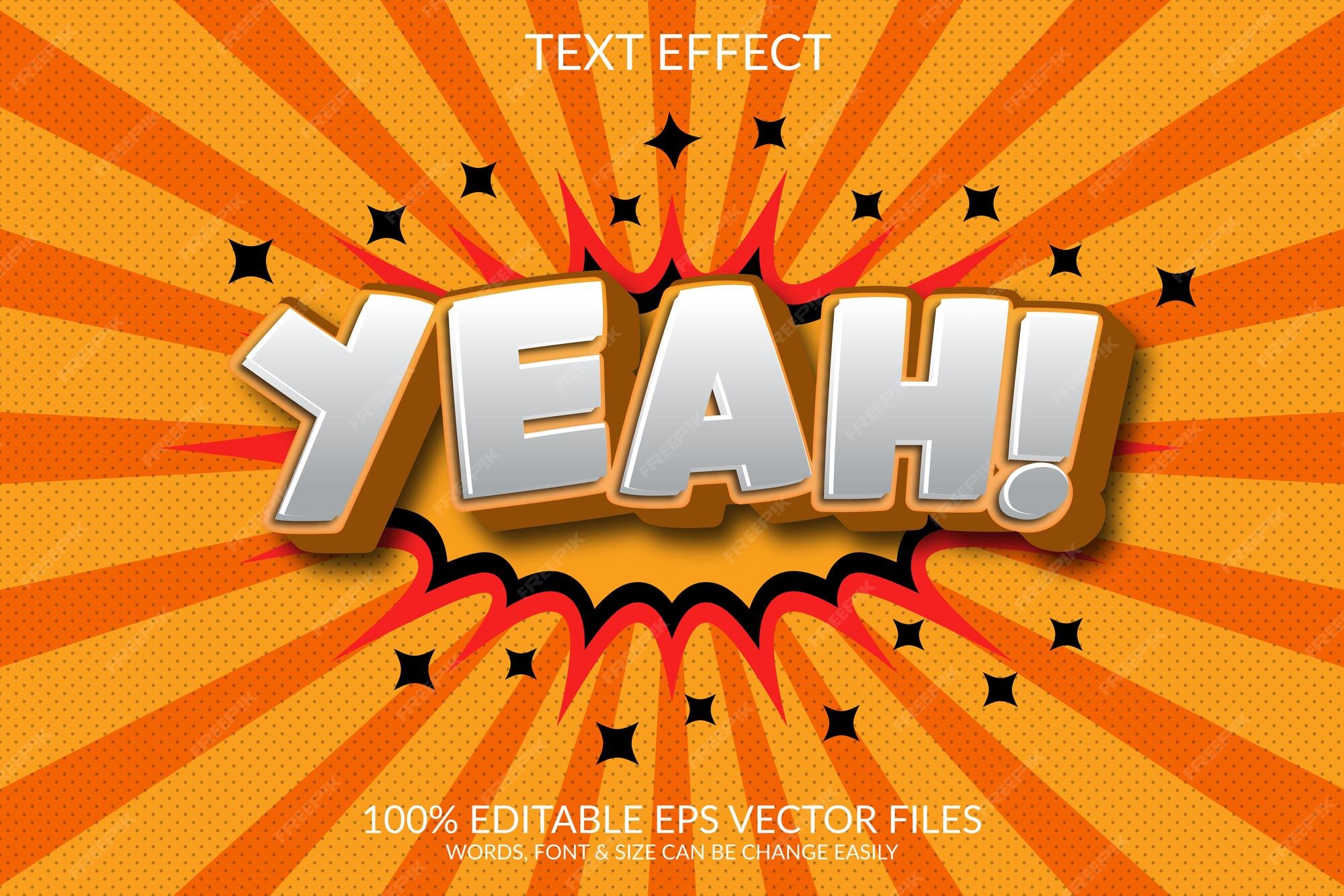 Premium Vector | Yeah 3d vector editable text effect design Premium Vector | Yeah 3d vector editable text effect design