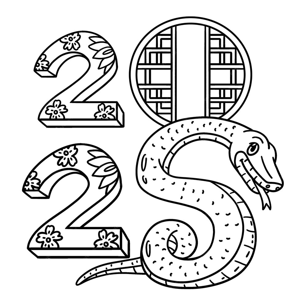 Premium Vector | Year of the Snake 2025 Isolated Coloring Page Premium Vector | Year of the Snake 2025 Isolated Coloring Page